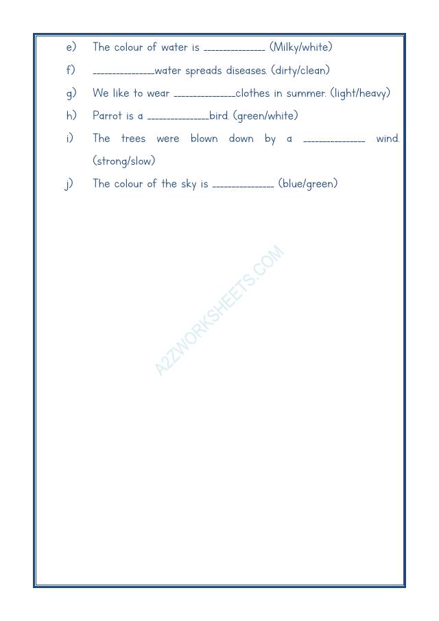 A2Zworksheets:Worksheet of Class-Vi-English Adjectives Worksheet-05 ...