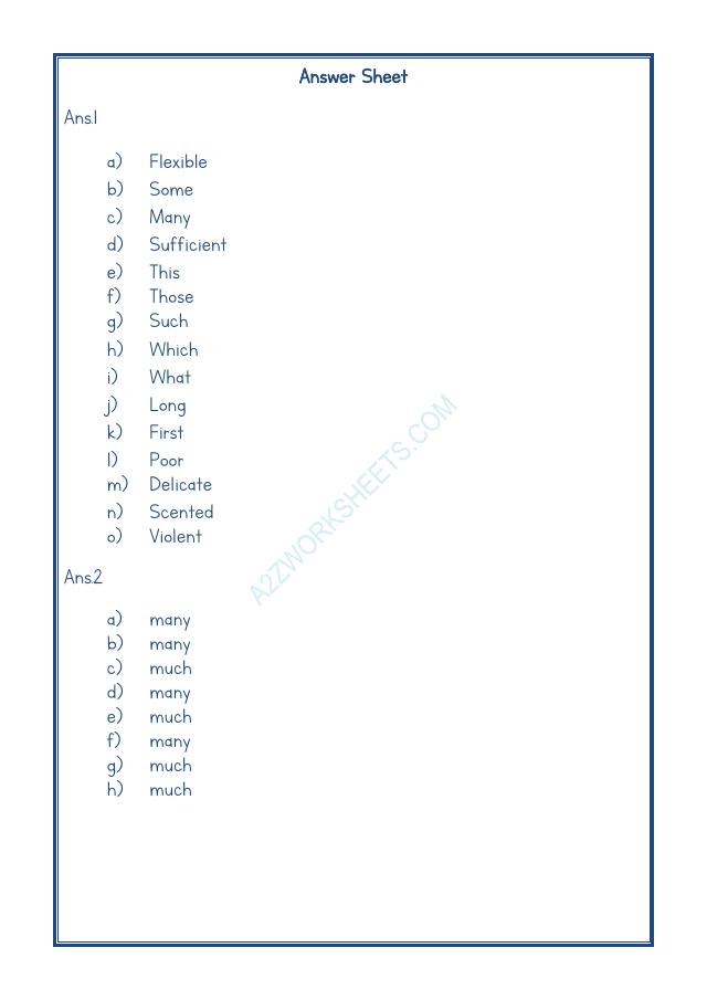 A2Zworksheets:Worksheet of Class-Vi-English Adjectives Worksheet-09 ...