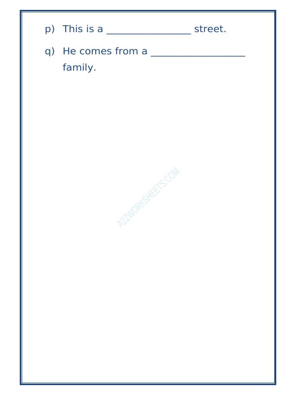 A2Zworksheets:Worksheet of Class-Vi-English Adjectives Worksheet-11 ...