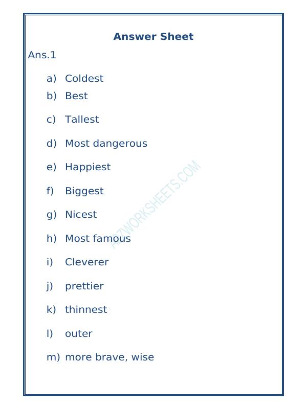 A2Zworksheets:Worksheet of Class-Iii-English Adjectives Worksheet-16 ...