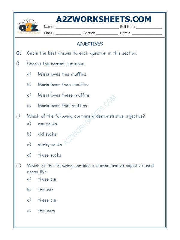 A2Zworksheets:Worksheet of English Adjectives Worksheet-17-Grammar-English