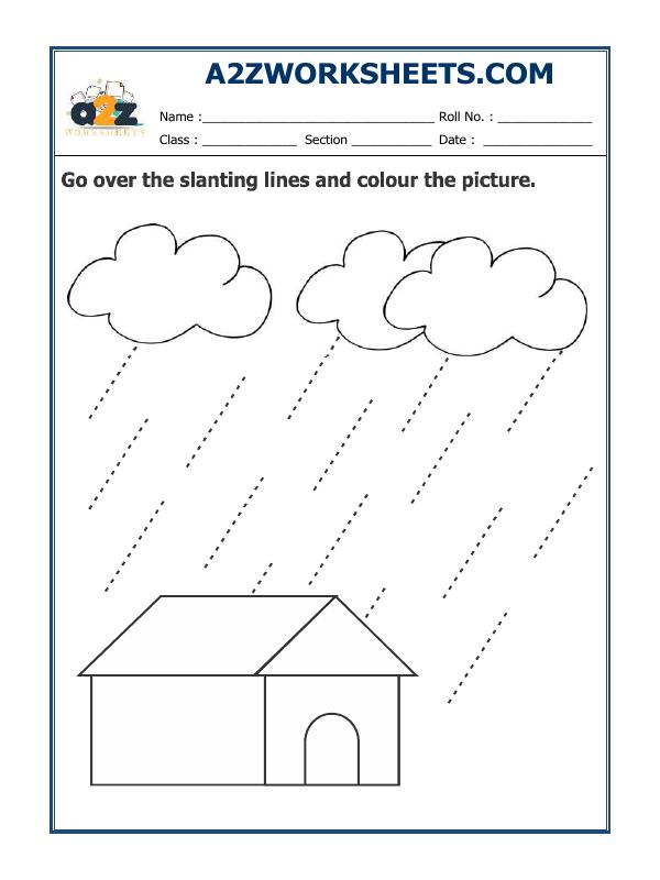 A2Zworksheets:Worksheet of Slanting Lines-Writing-English