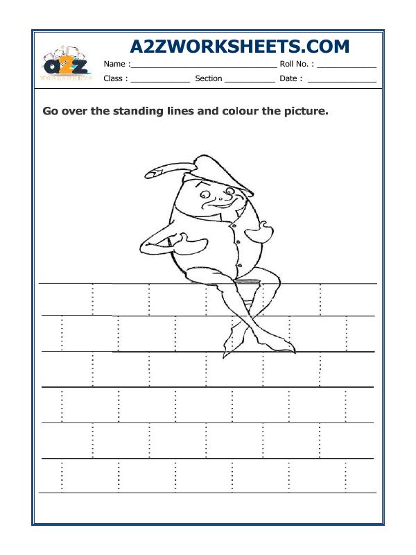 A2Zworksheets:Worksheet of Standing Lines-Writing-English