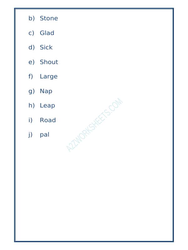 A2Zworksheets:Worksheet of Class-Ll-Synonyms-03-Grammar-English