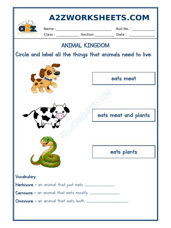 A2Zworksheets:Worksheet of Animals Kingdom-04-Animals-Science