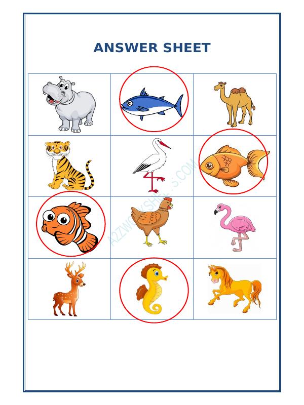 A2Zworksheets:Worksheet of Class-I-Animal Classification-04-Animals-Science