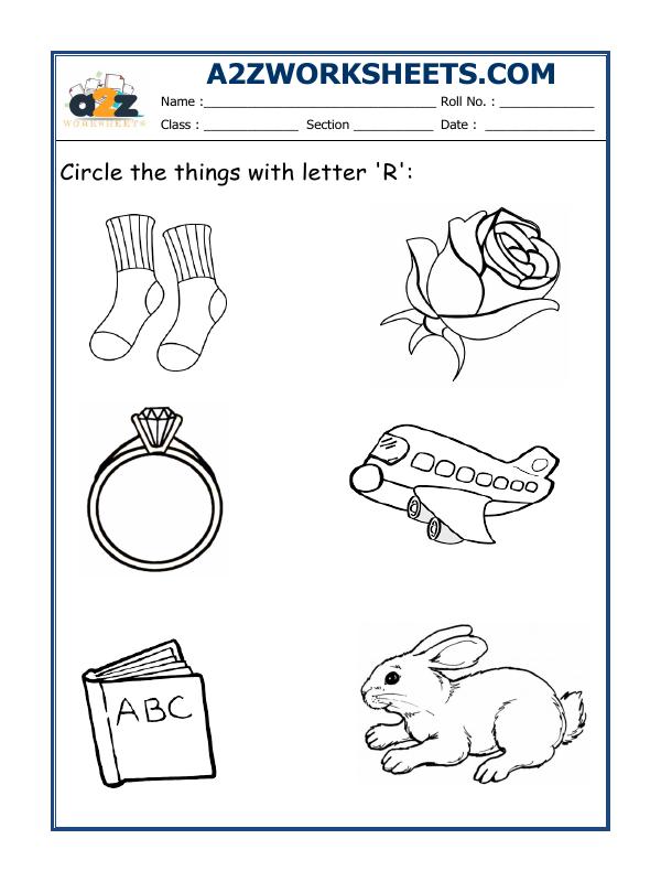 A2Zworksheets:Worksheet of Circle The Letter R-Alphabets-English