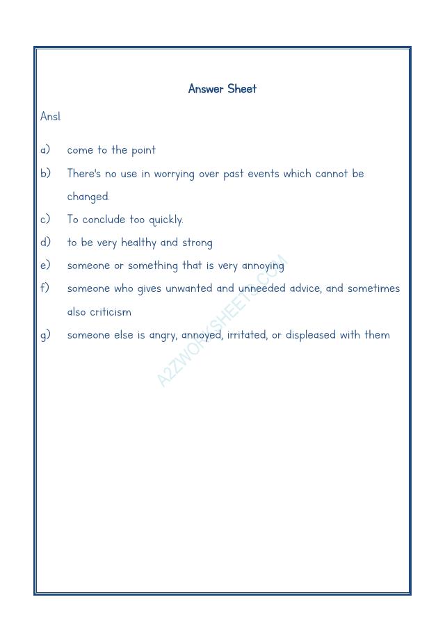 A2Zworksheets:Worksheet of Class-Lll-Idioms And Phrases-01-Reading-English