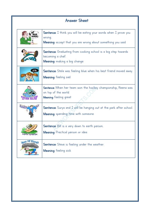A2Zworksheets:Worksheet of Idioms And Phrases-04-Reading-English