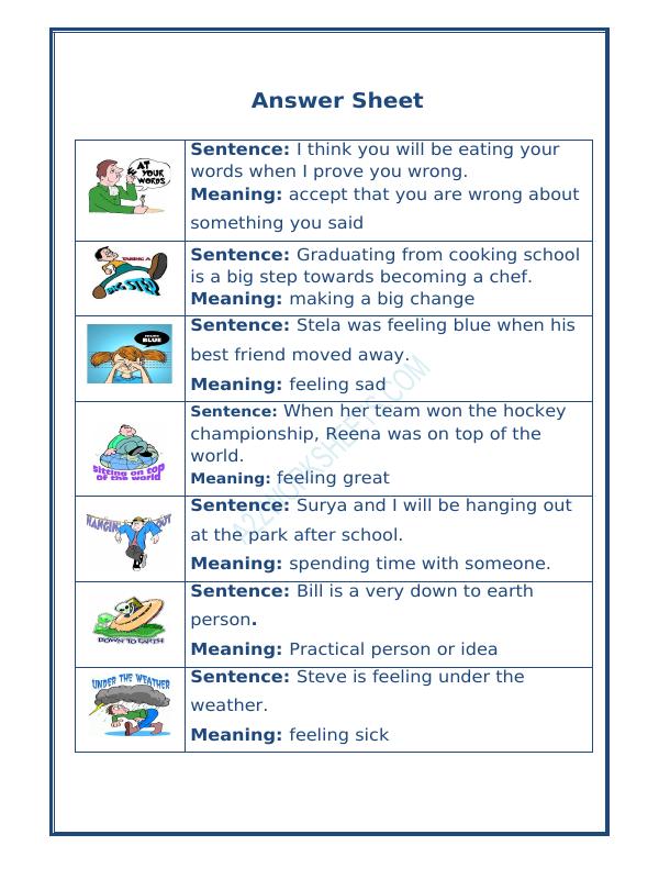 A2Zworksheets:Worksheet of Idioms And Phrases-04-Reading-English