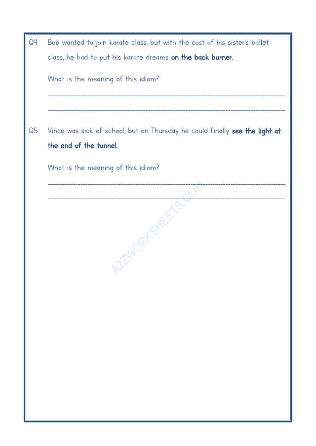 A2Zworksheets:Worksheet of Idioms And Phrases-05-Reading-English