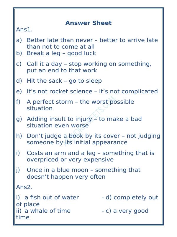 A2Zworksheets:Worksheet of Class-Vi-Idioms And Phrases-01-undefined ...