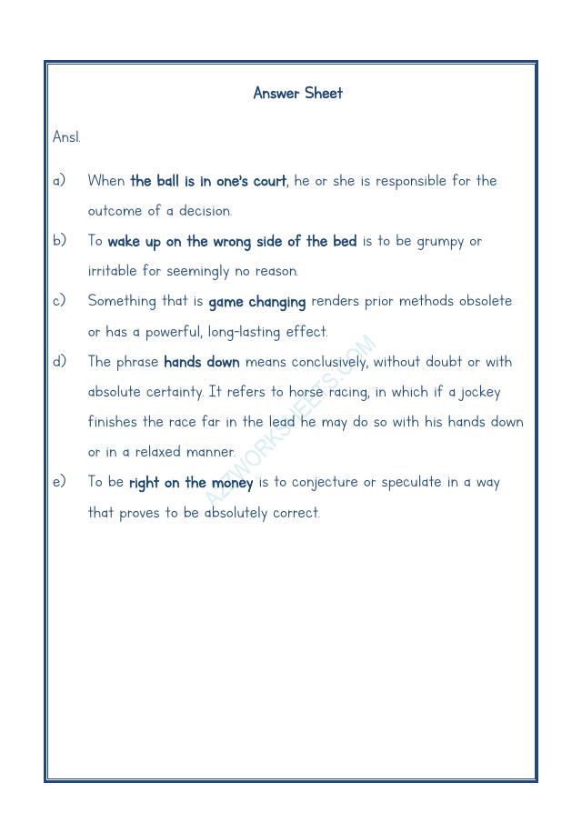 A2Zworksheets:Worksheet of Idioms And Phrases-05-Reading-English