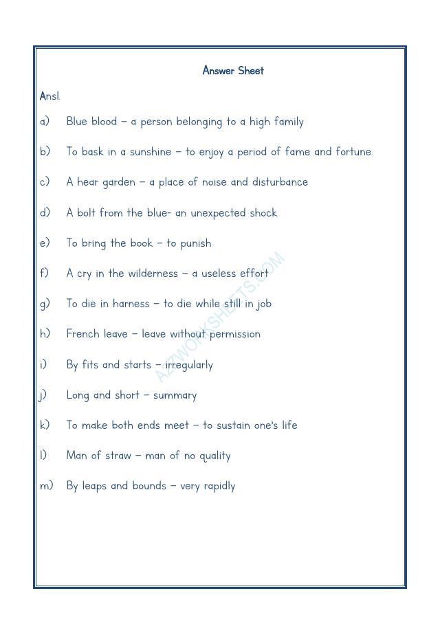 A2Zworksheets:Worksheet of Class-Vi-Idioms And Phrases-10-undefined ...