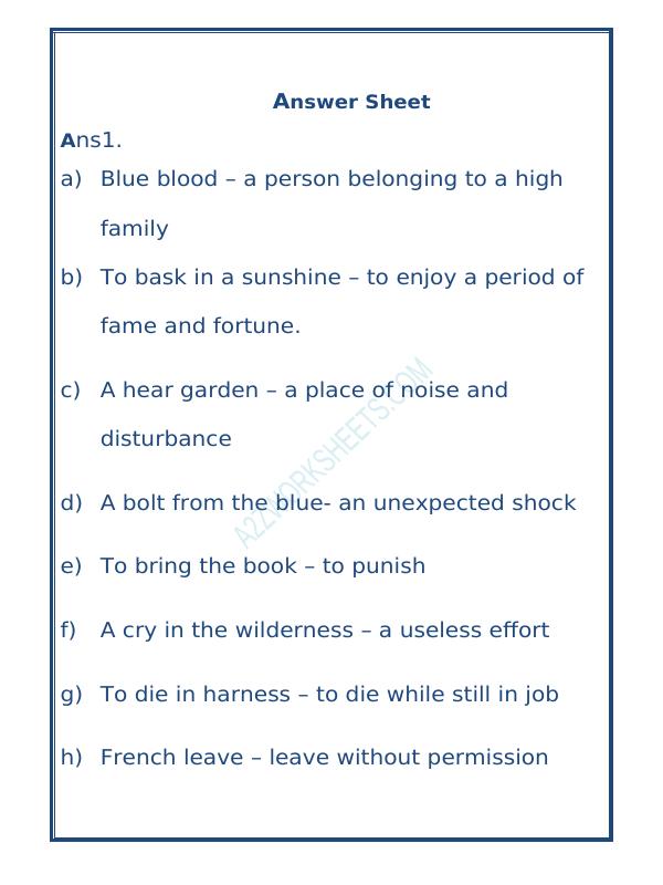 A2Zworksheets:Worksheet of Class-Vi-Idioms And Phrases-10-undefined ...