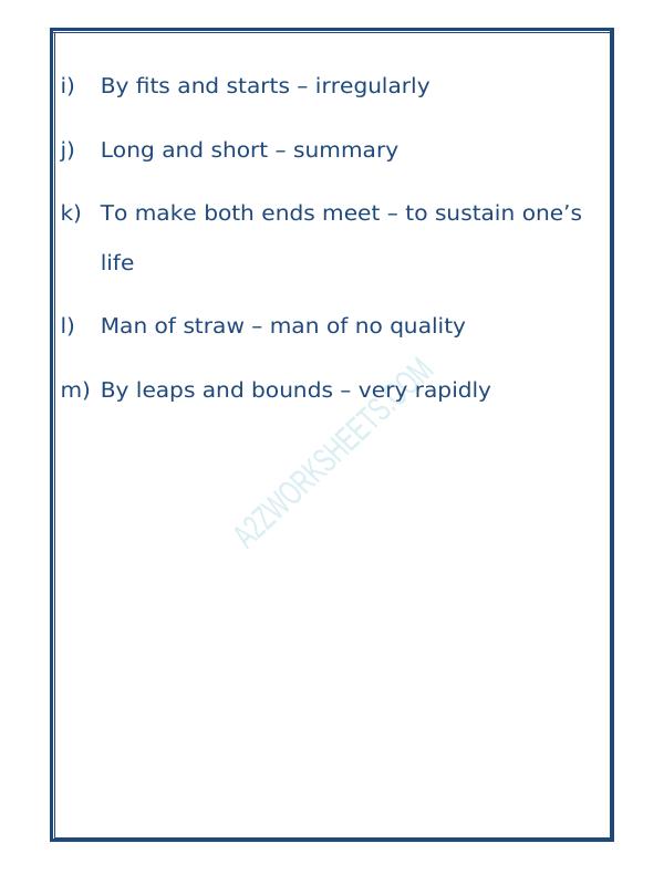 A2Zworksheets:Worksheet of Class-Vi-Idioms And Phrases-10-undefined ...