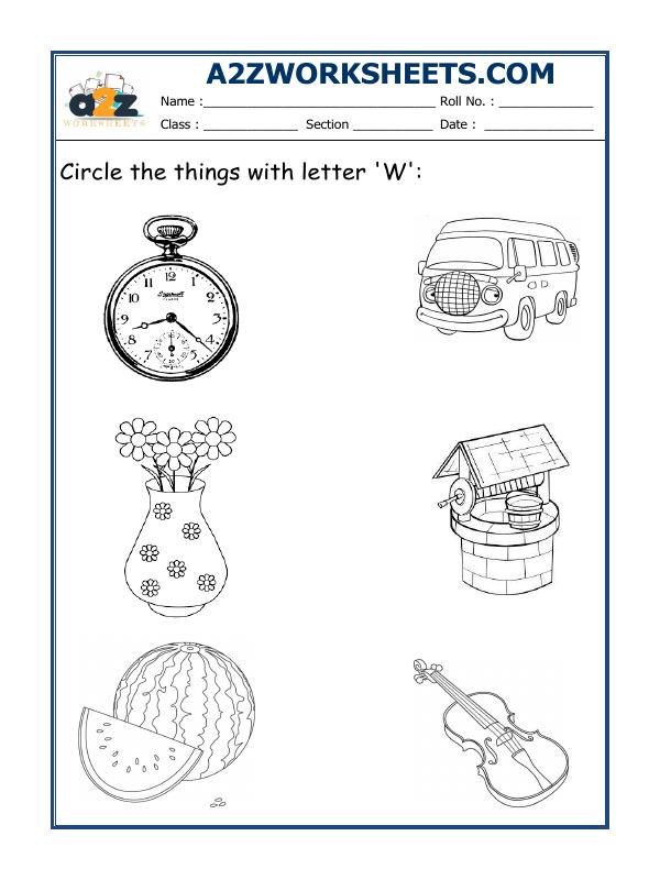 A2Zworksheets:Worksheet of Circle The Letter W-Alphabets-English