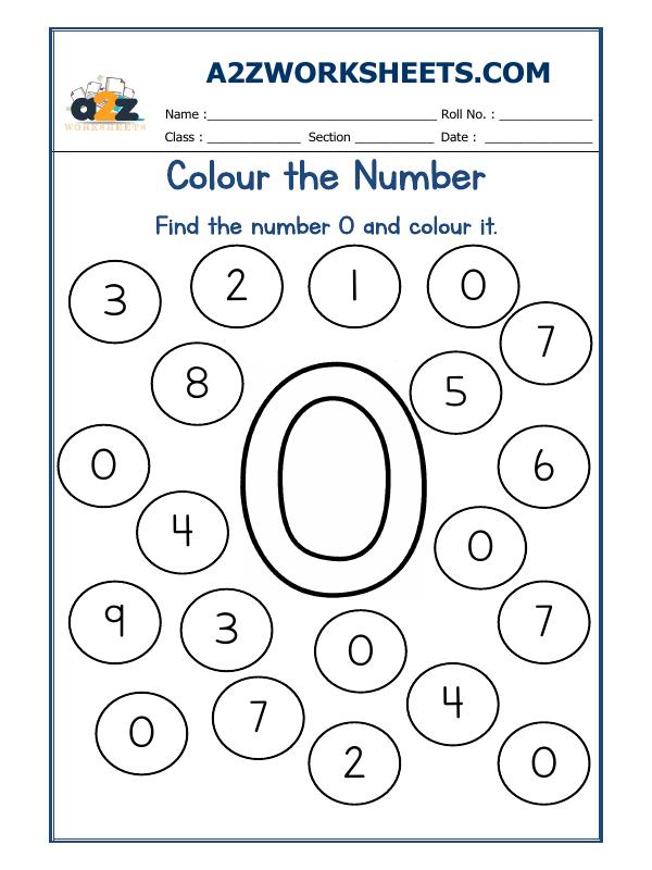 A2Zworksheets:Worksheet of Colour The Number-01-Numbers-Maths