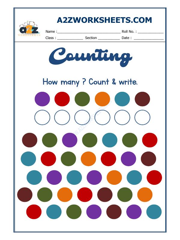 A2Zworksheets:Worksheet of Count And Write-02-Numbers-Maths