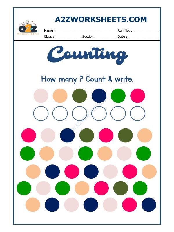 A2Zworksheets:Worksheet of Count And Write-03-Numbers-Maths