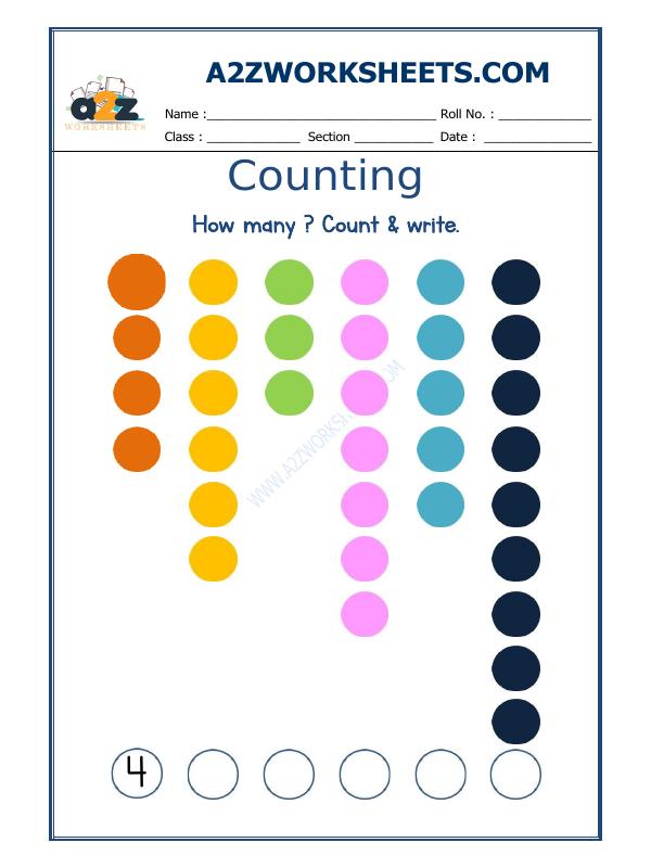 A2Zworksheets:Worksheet of Count And Write-01-Numbers-Maths