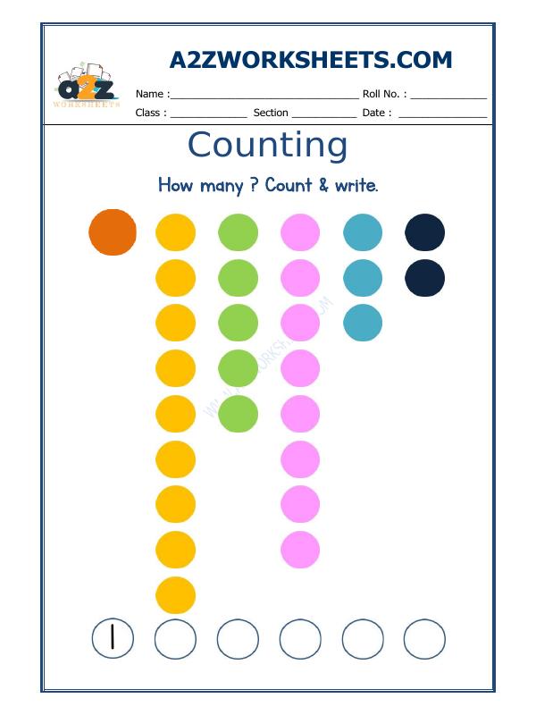 A2Zworksheets:Worksheet of Count And Write-02-Numbers-Maths
