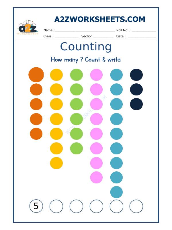 A2Zworksheets:Worksheet of Count And Write-06-Numbers-Maths