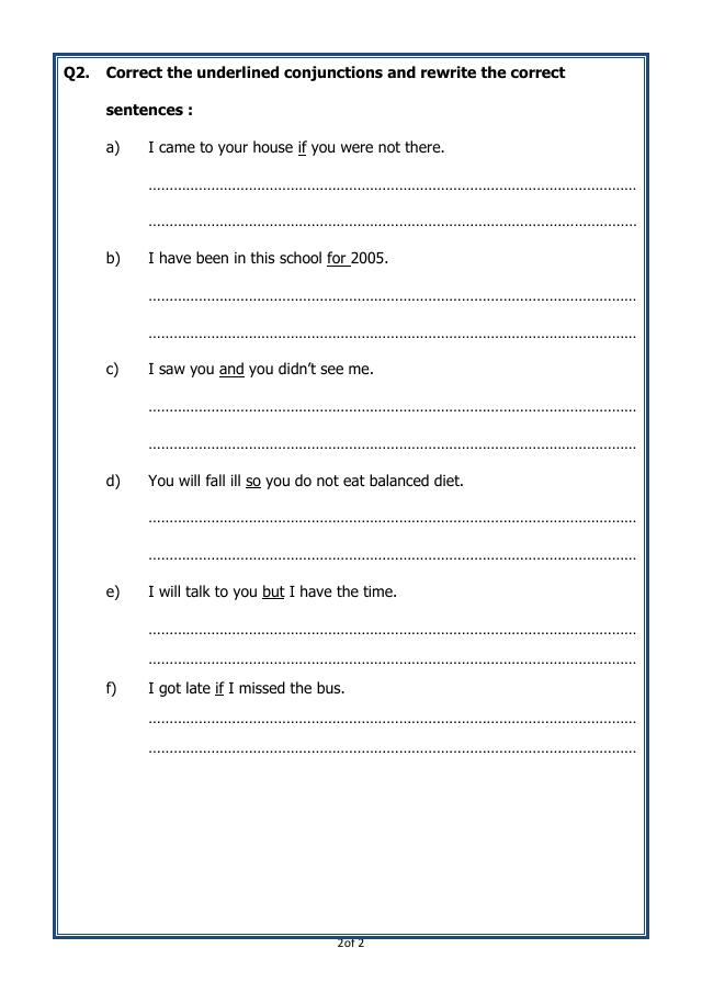 A2zworksheets Worksheet Of Conjunctions 02 Exercise Grammar English