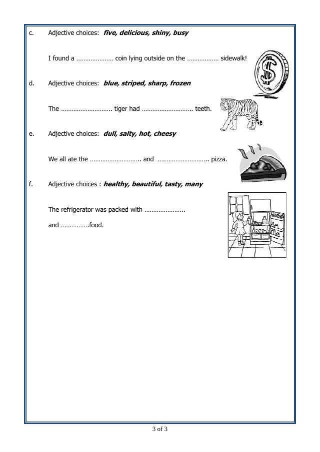 A2Zworksheets:Worksheet of Class-III-English Adjectives-19-Grammar-English