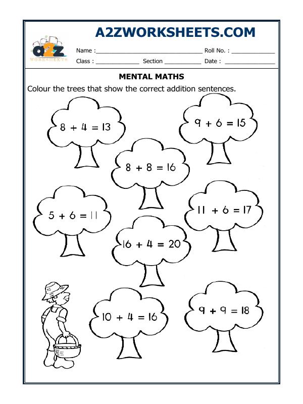A2Zworksheets:Worksheet of Mental Maths - 02-Addition-Maths