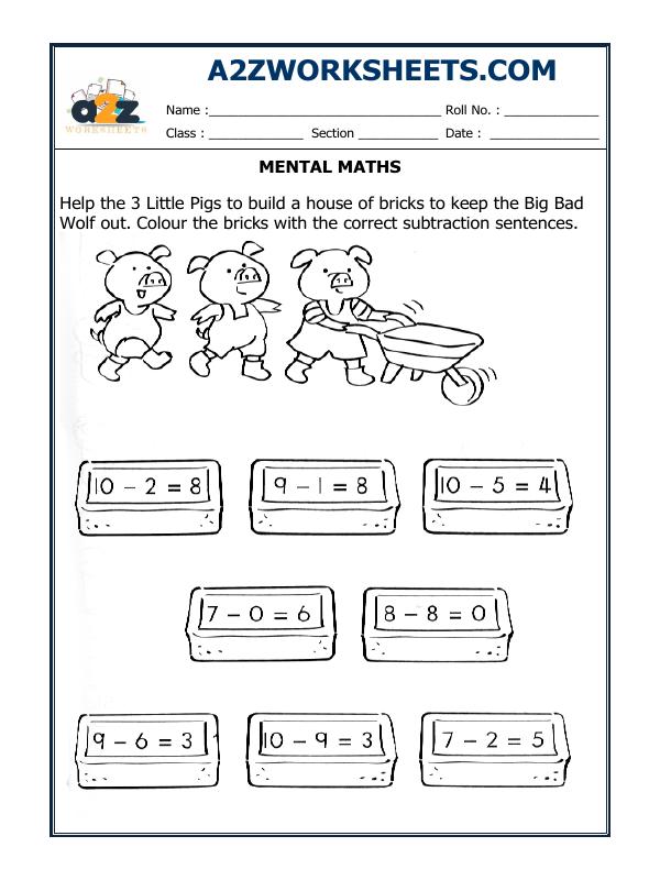 A2Zworksheets:Worksheet of Mental Maths - 04-Addition-Maths