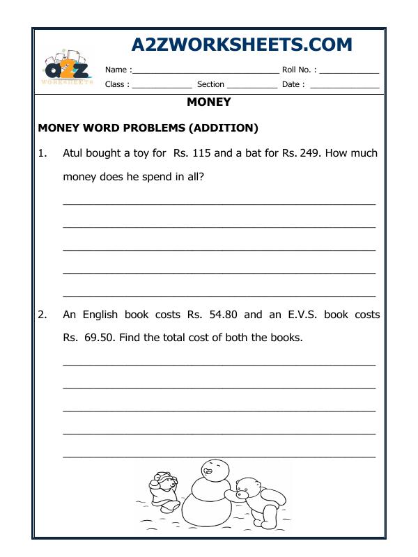 A2Zworksheets:Worksheet of Money-02-Money-Maths