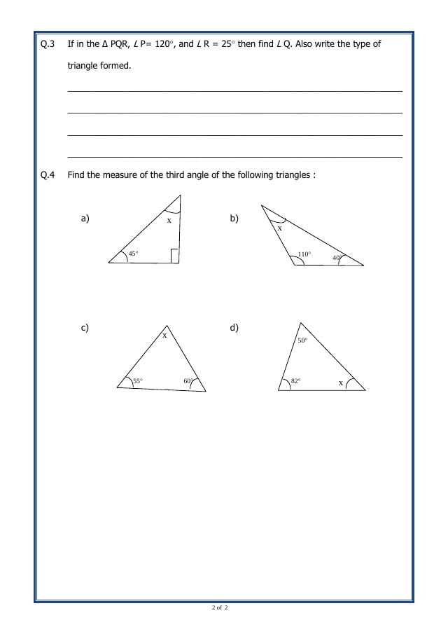 A2Zworksheets:Worksheet of Triangles-02-Geometry-Maths