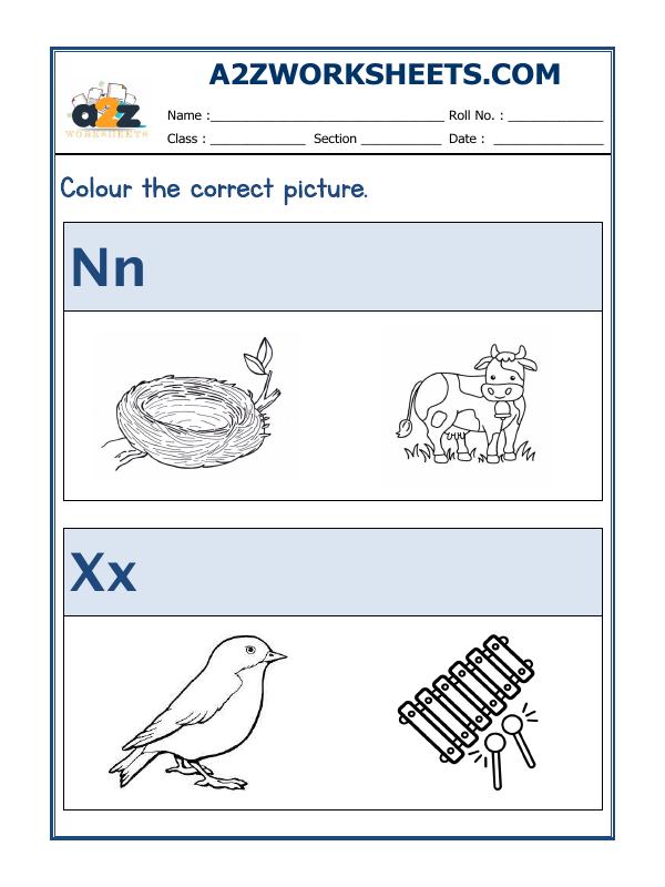 A2Zworksheets:Worksheet of Alphabet Recognition-12-Alphabets-English