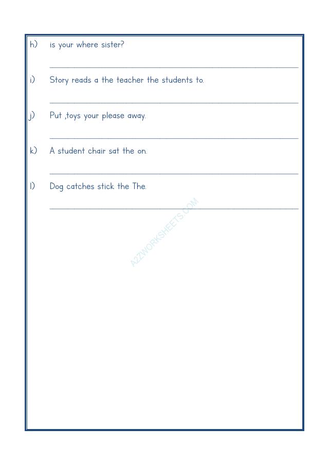 A2Zworksheets:Worksheet of Jumbled Words-04-Grammar-English