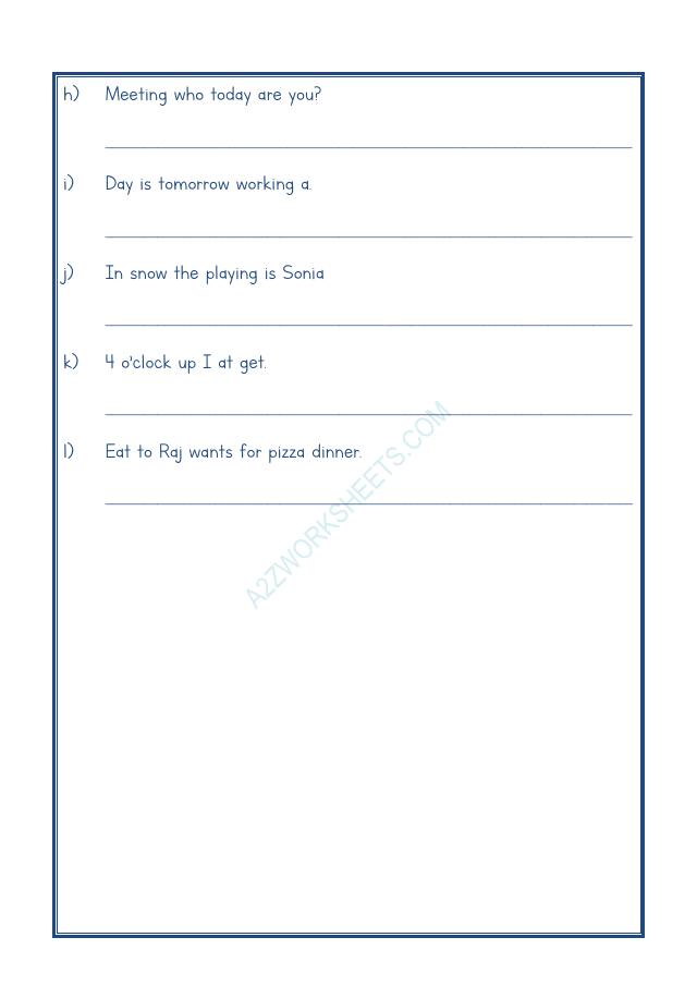 A2Zworksheets:Worksheet of Jumbled Words-07-Grammar-English