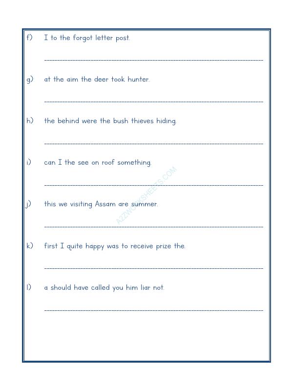 A2Zworksheets:Worksheet of Jumbled Words-01-Grammar-English