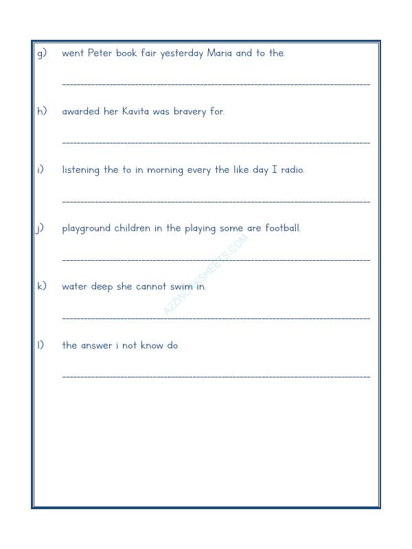 A2Zworksheets:Worksheet of Jumbled Words-07-Grammar-English