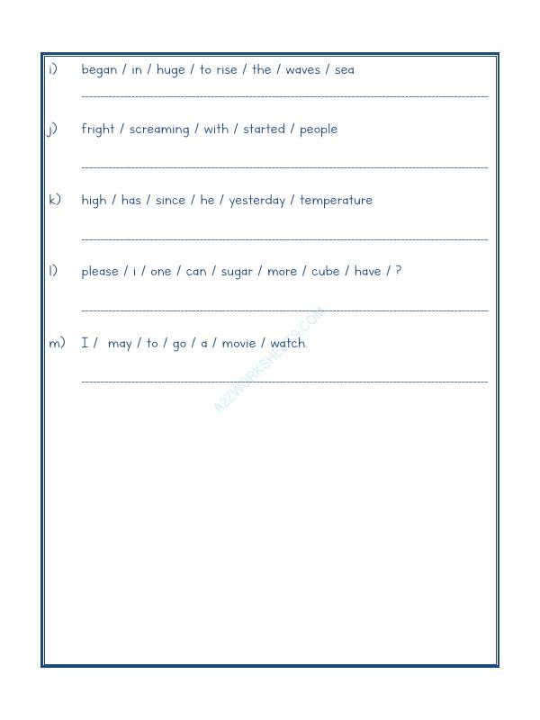 A2Zworksheets:Worksheet of Jumbled Words-07-Grammar-English