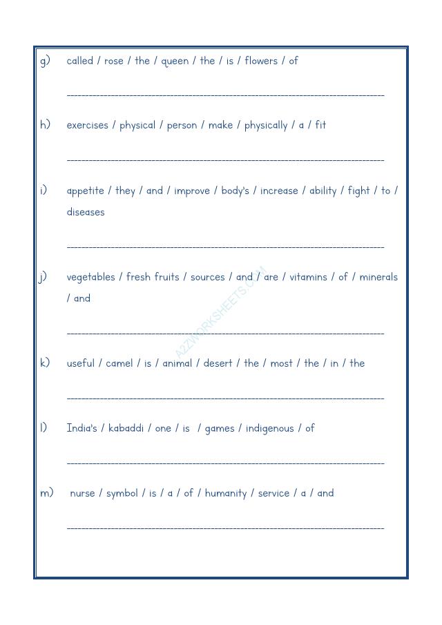 A2Zworksheets:Worksheet of Jumbled Words-04-Grammar-English