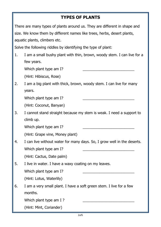 A2Zworksheets:Worksheet of Plants-02-Plants and Living Organisms-Science
