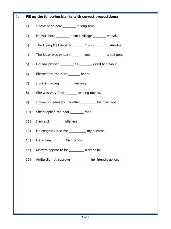 A2Zworksheets:Worksheet of Prepositions-02-Grammar-English