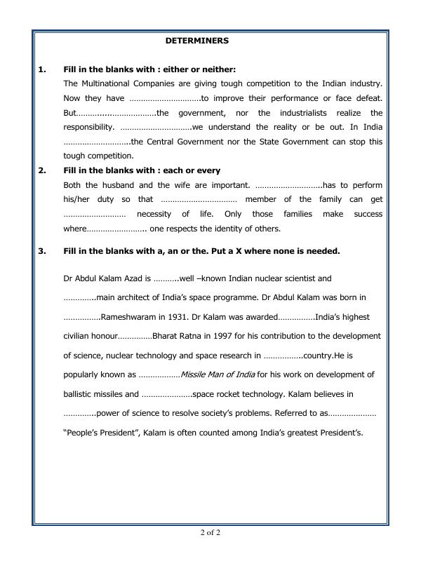A2Zworksheets:Worksheet of Determiners-02-Grammar-English