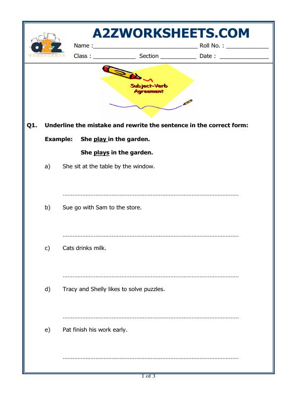 A2Zworksheets:Worksheet of Verbs-03-Grammar-English
