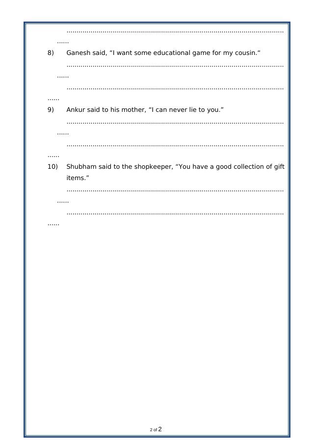 A2Zworksheets:Worksheet of Introduction To Reported Speech-03-Grammar ...