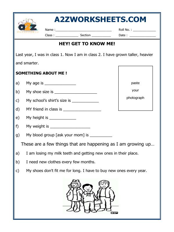 A2Zworksheets:Worksheet of Get To Know Me-Get to Know me-General Awareness
