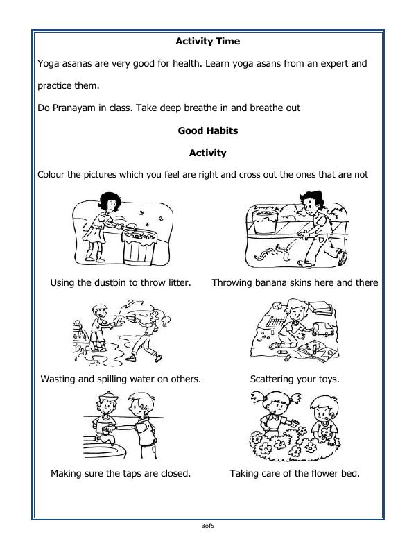 A2Zworksheets:Worksheet of Good Habits-Habits and Hygiene-General Awareness