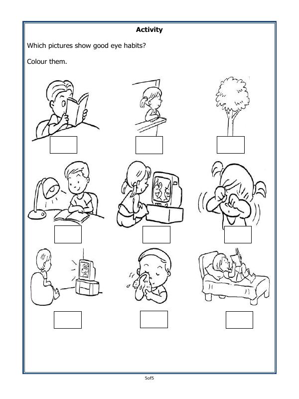 A2Zworksheets:Worksheet of Good Habits-Habits and Hygiene-General Awareness