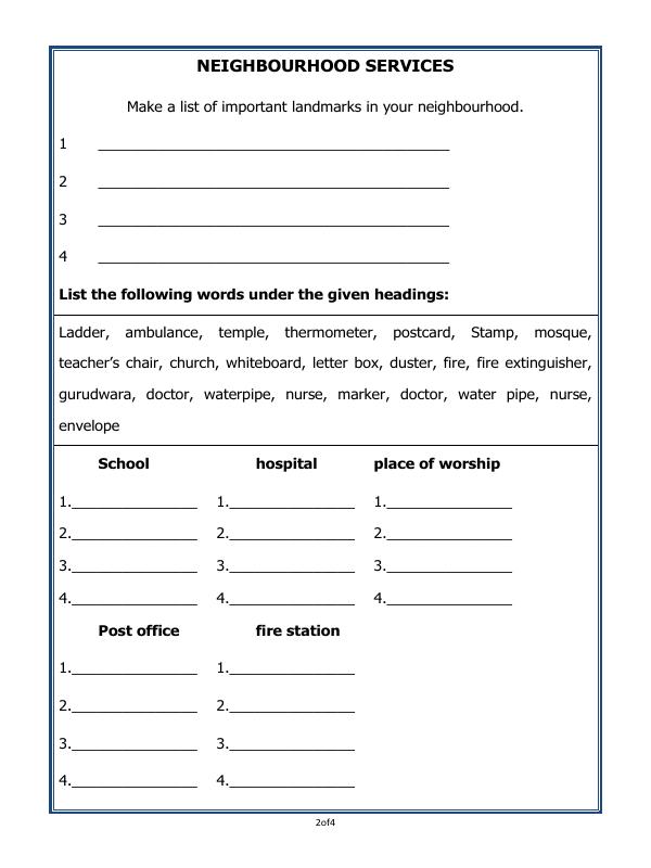 A2Zworksheets:Worksheet of Neighbourhood-My Home and Places in Our ...