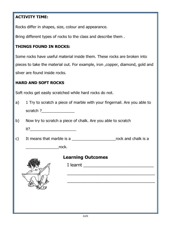 A2Zworksheets:Worksheet of Rocks-Rocks and Soil-General Awareness